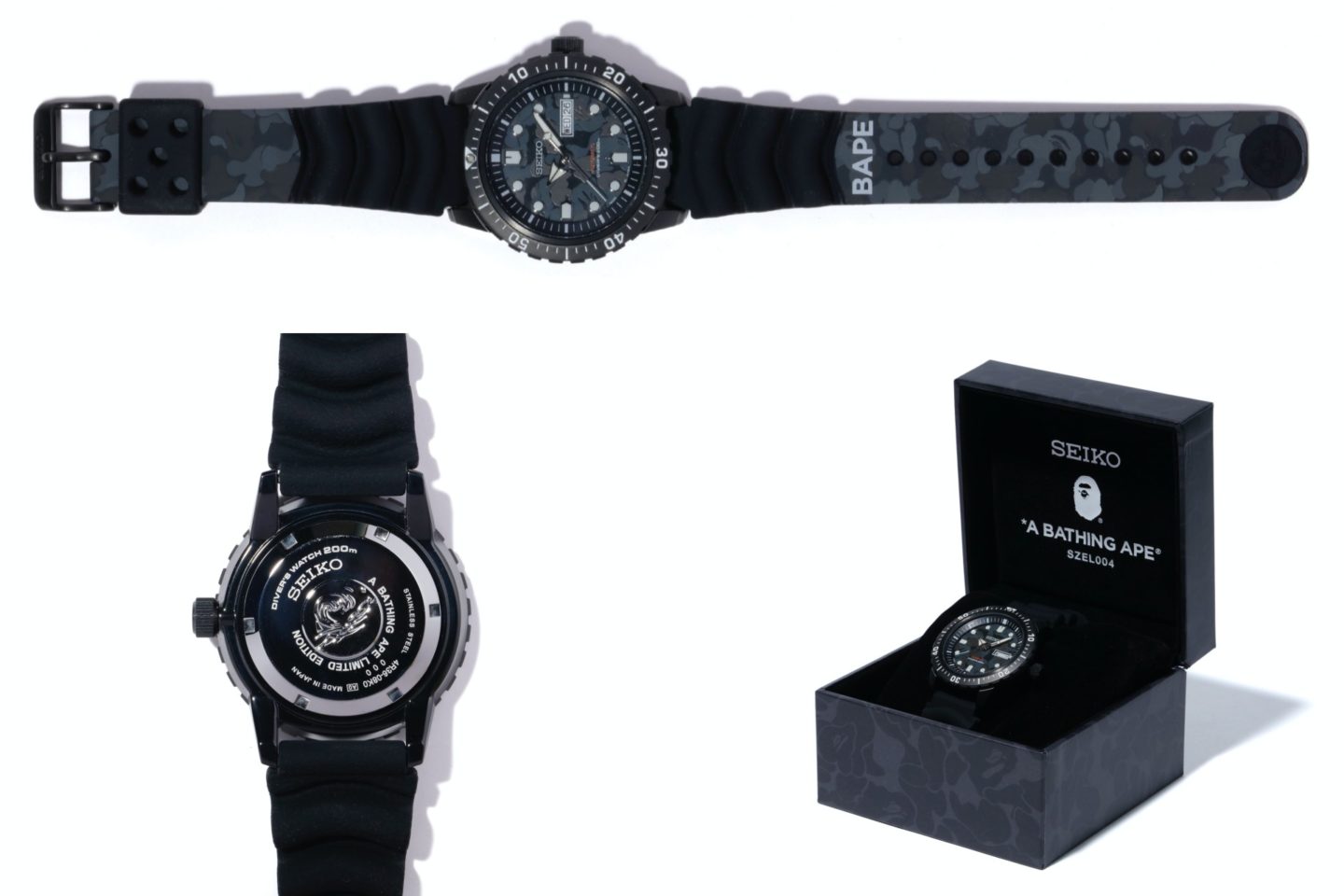 SEIKO X BAPE® Mechanical Divers Watch 2020 Japan Limited Edition ...