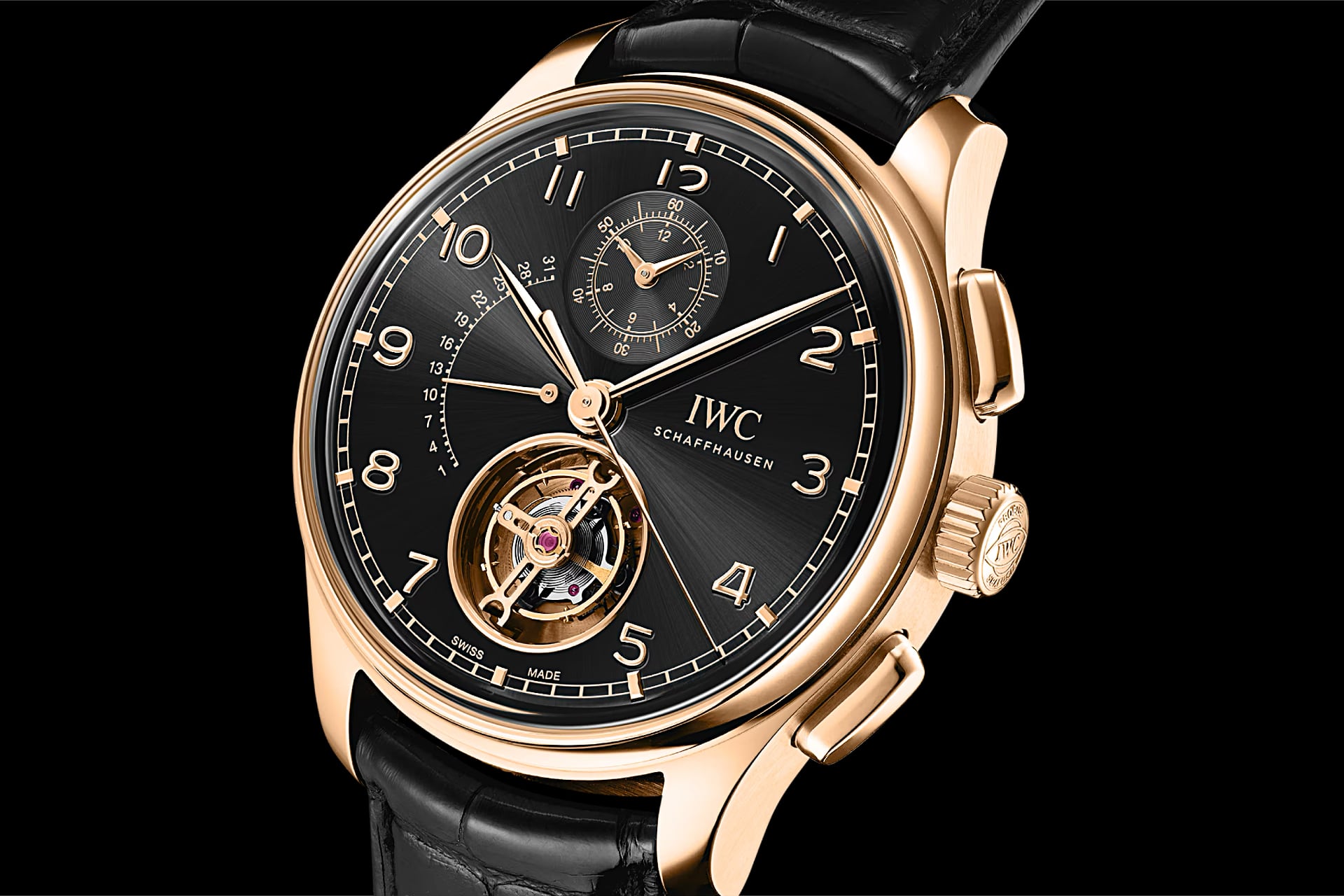 IWC Portugieser Tourbillon Retrograde Chronograph Armor Gold Obsidian ...